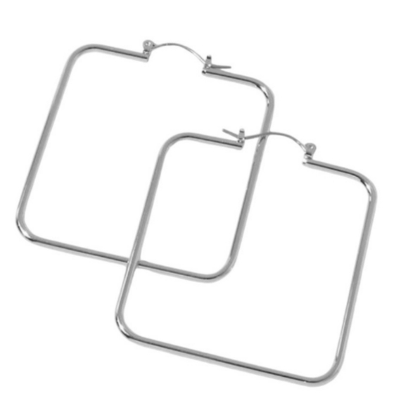 Icing | Jewelry | Square Hoop Earrings Silver | Poshmark